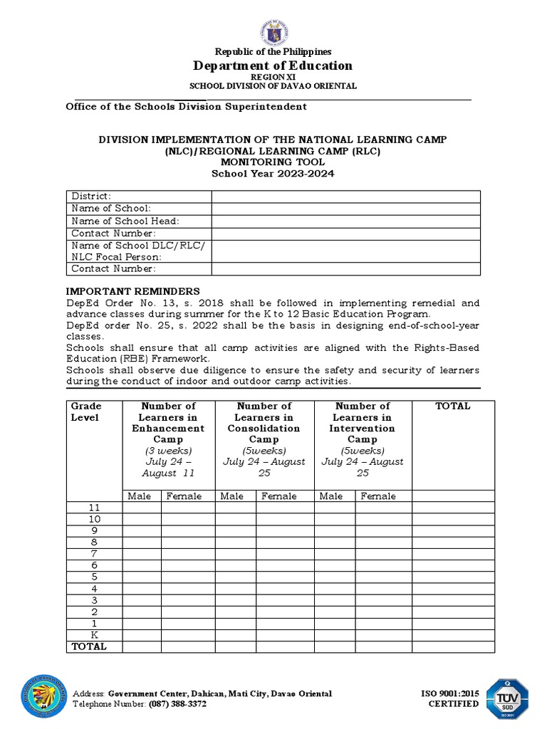 Monitoring Tool of The Conduct of NLC | PDF