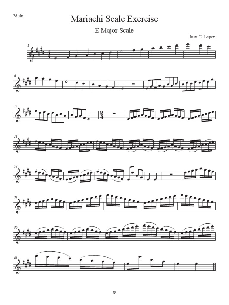 E Major Scale Exercise - Violin | PDF