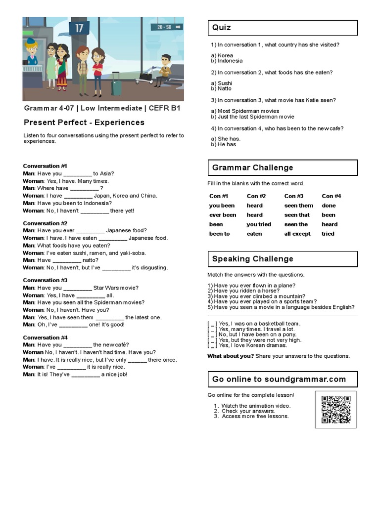 L4 07 Present Perfect Experience | PDF | Japanese Language | Japanese Cuisine