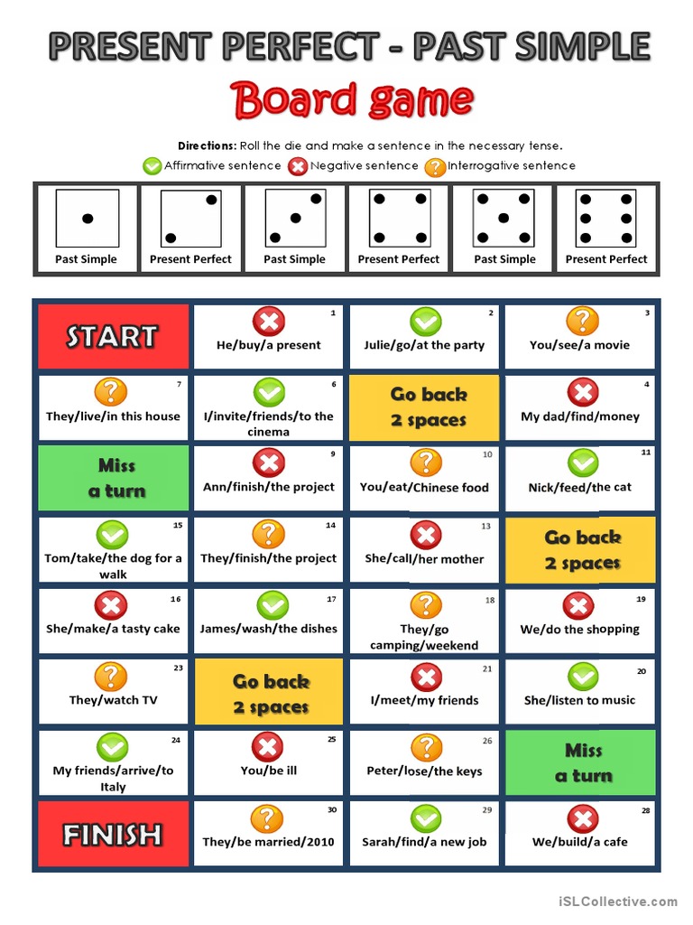 Present Perfect vs. Past Simple - Board Game | PDF | Syntax | Linguistics