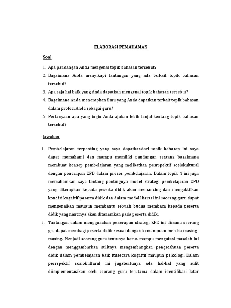 ELABORASI PEMAHAMAN Topik 4 | PDF