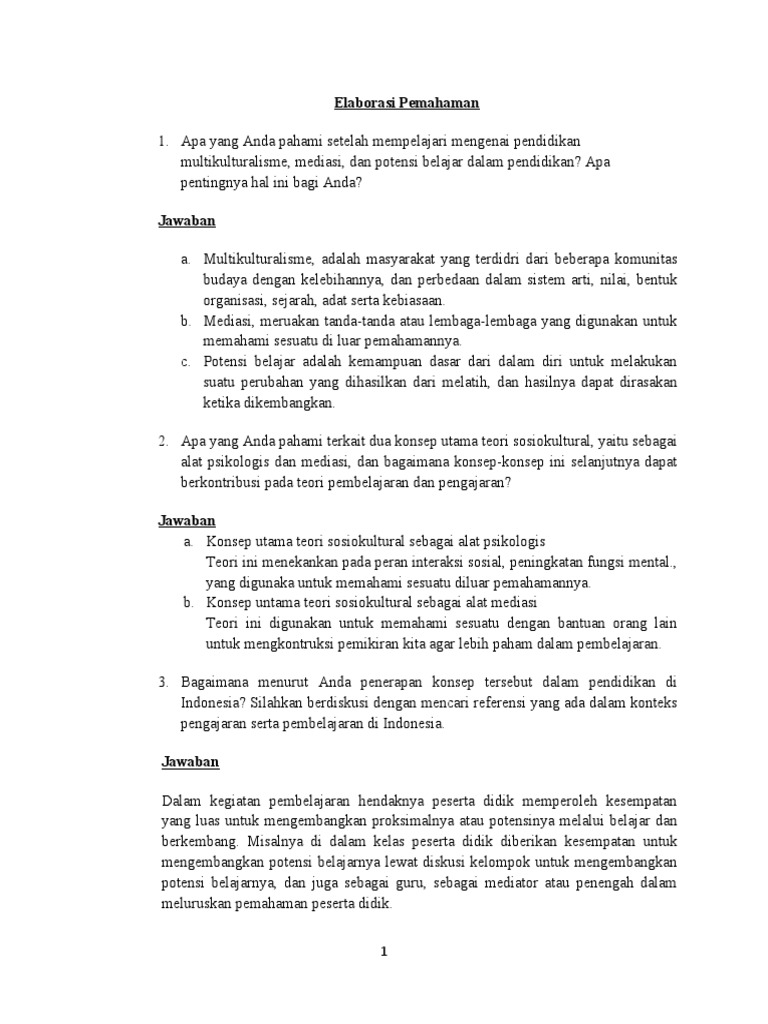 Elaborasi Pemahaman. | PDF