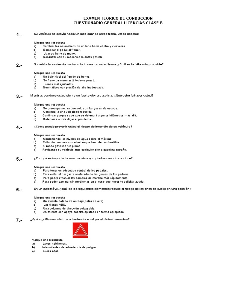 Cuestionario Clase B | PDF