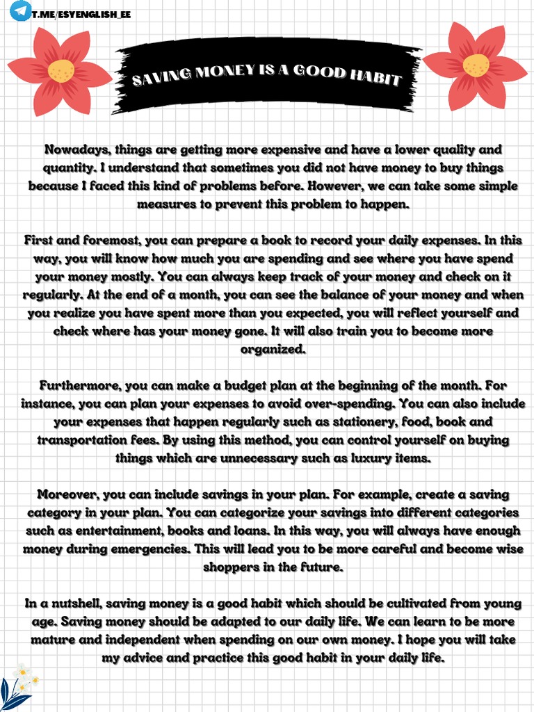 SAVING MONEY IS A GOOD HABIT_EASY ENGLISH ™ | PDF
