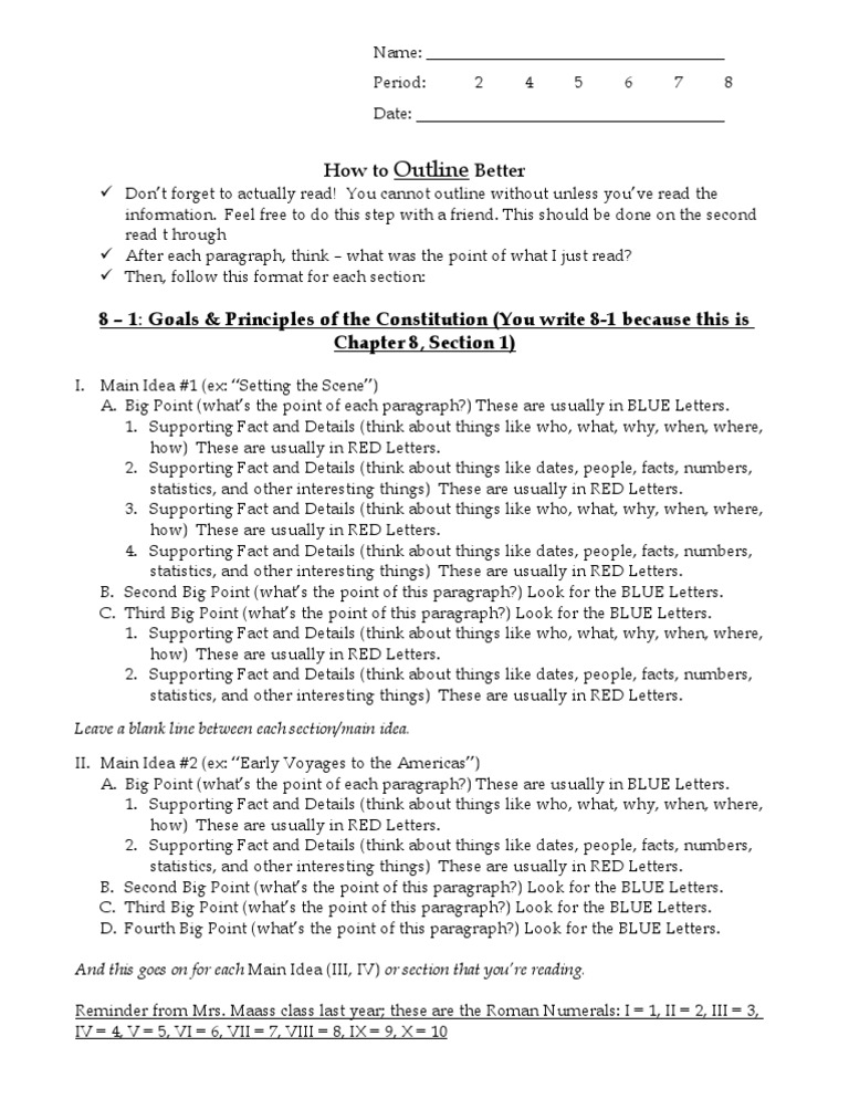 Guide To Outlines in MR Little's Class | PDF | Paragraph