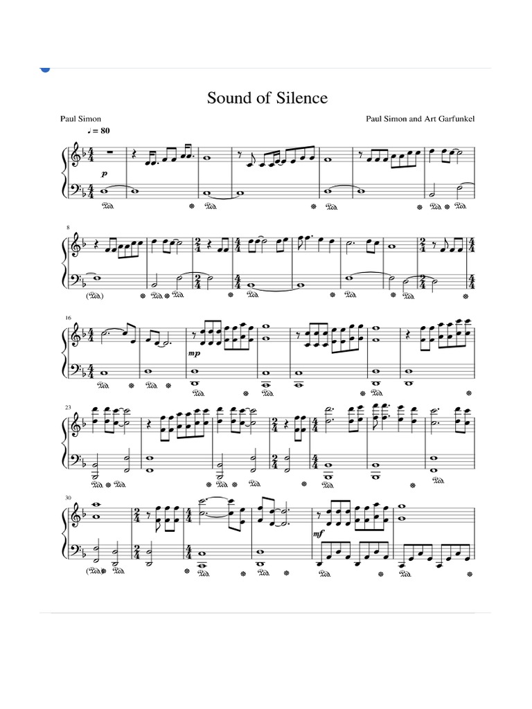 The Sound of Silence Piano Sheet | PDF