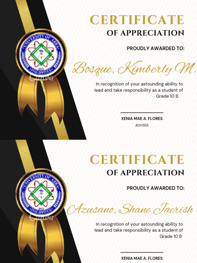 This Certificate Is Awarded For Outstanding Performance in | PDF