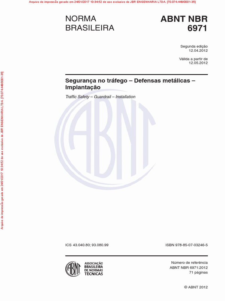 NBR 6971 - Defensas Metálicas | PDF | Parafuso | Engenharia