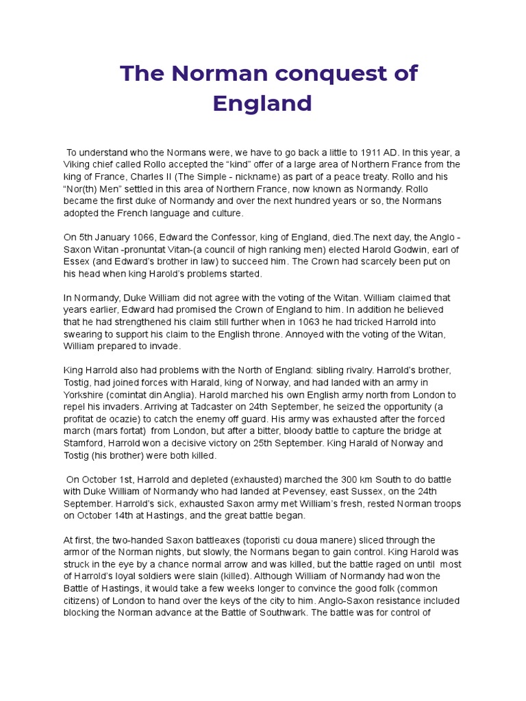 The Norman Conquest of England Explained | PDF | Classics