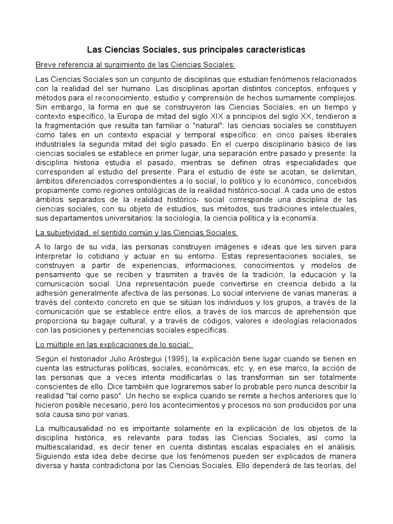 Características de las Ciencias Sociales | PDF | Ciencias Sociales ...