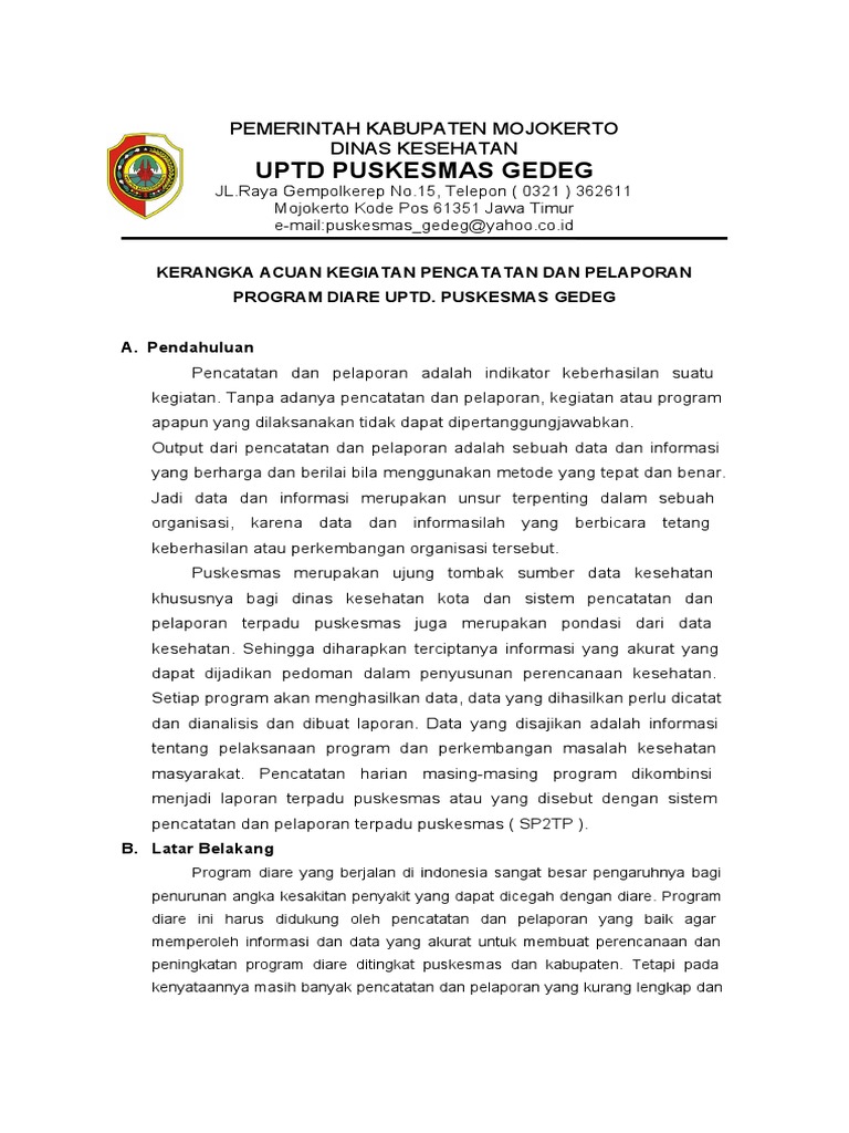 Kak Pencatatan Dan Pelaporan Diare Gedeg 23 | PDF
