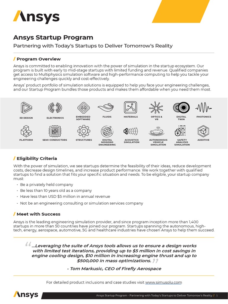 Ansys Startup Program | PDF