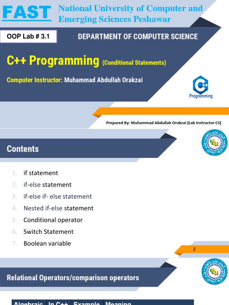 OOP Lab - 3.1 - C++ Conditional Statements | Download Free PDF | Control Flow | Namespace