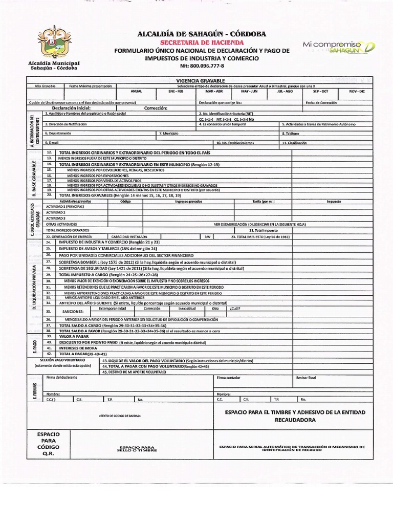FORMULARIO ICA | PDF