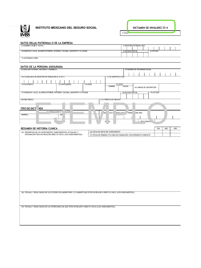 Ejemplo: Dictamen de Invalidez St-4 | PDF Ejemplo: Dictamen de Invalidez St-4 | PDF