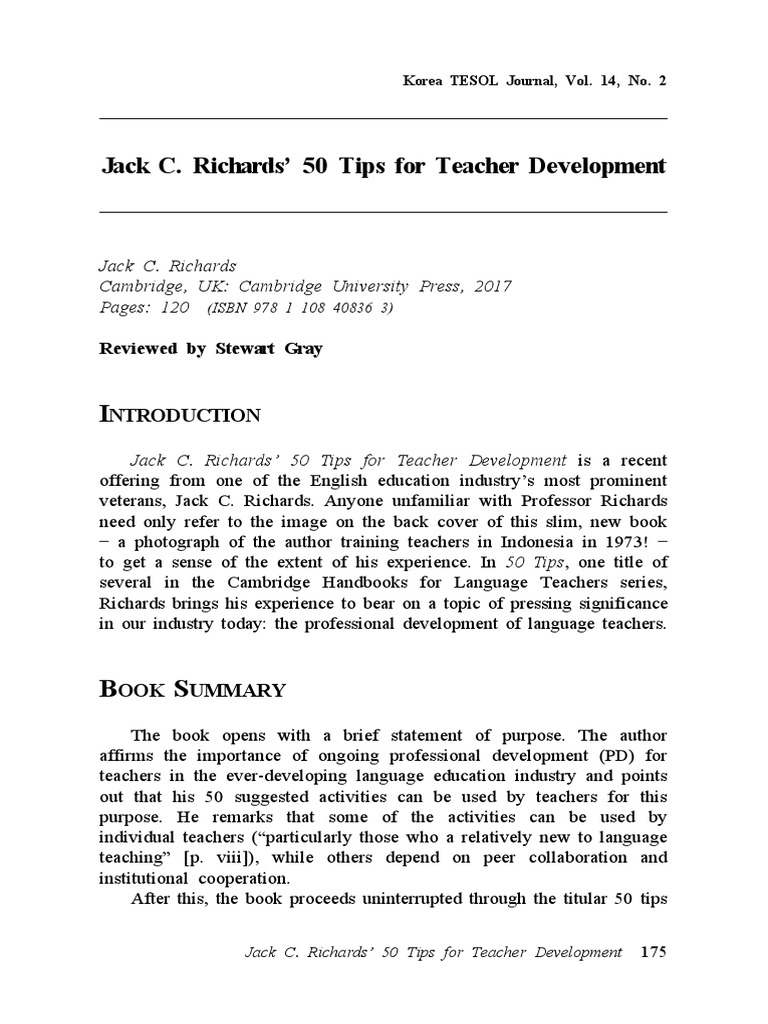 Jack C Richards 50 Tips For Teacher Deve Pdf Books Cognition