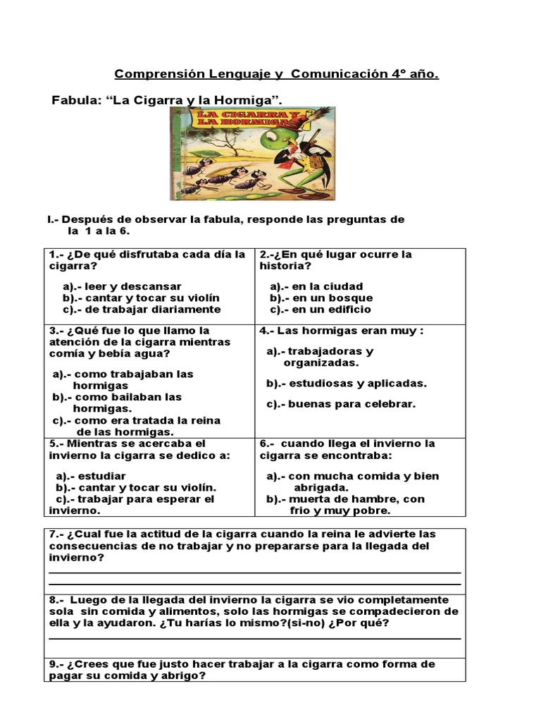 Guia La Cigarra y La Hormiga | PDF