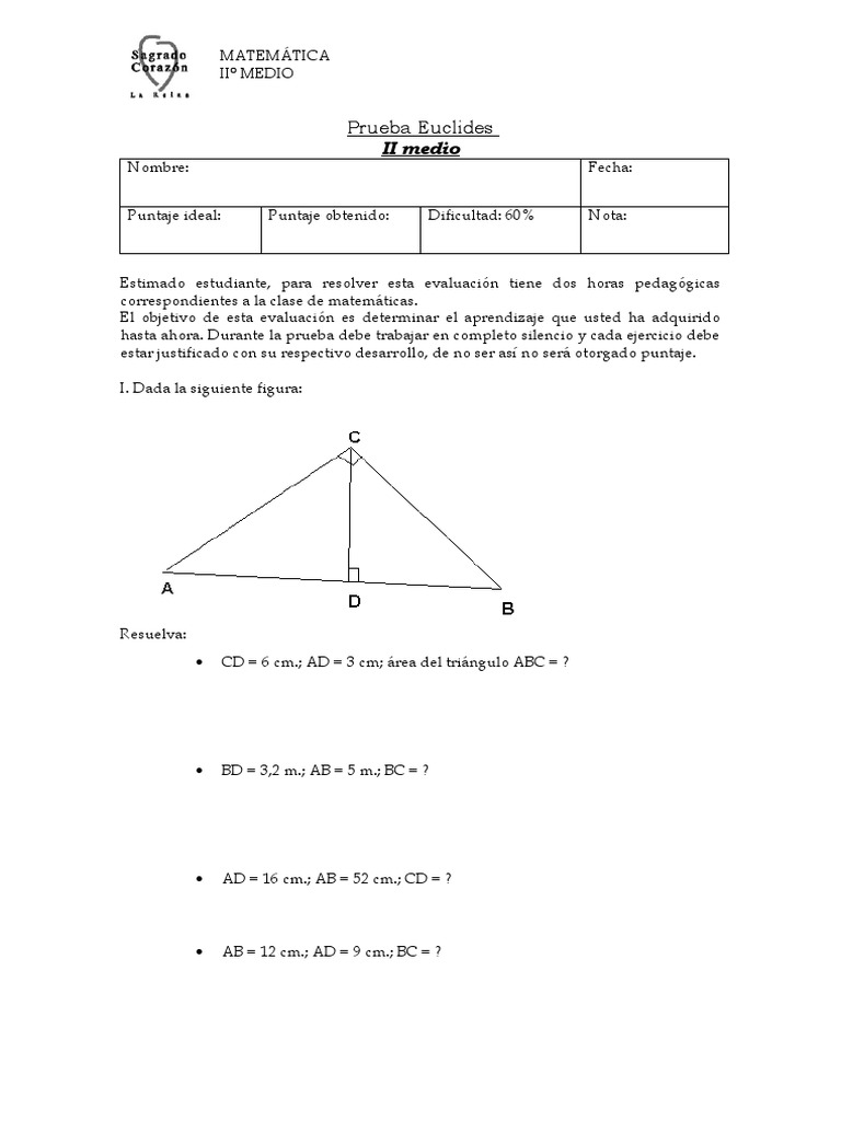 Prueba Euclides | PDF | Triángulo | Formas geométricas