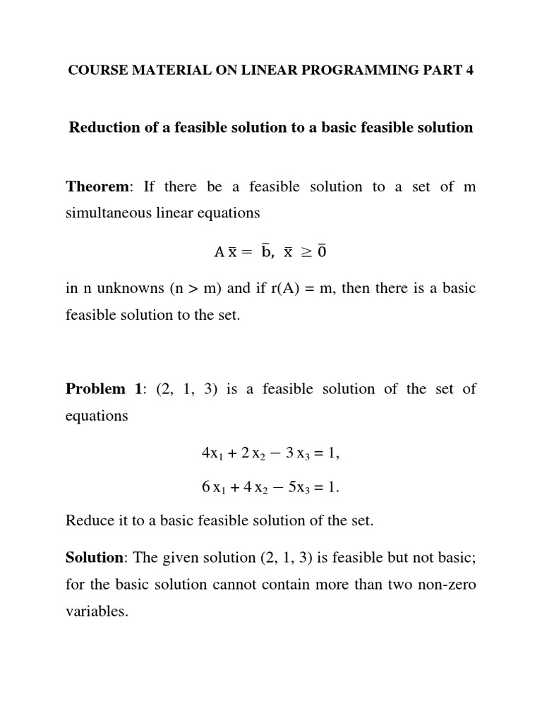 Course Material On Linear Programming Part 4 Download Free Pdf Equations Algorithms 