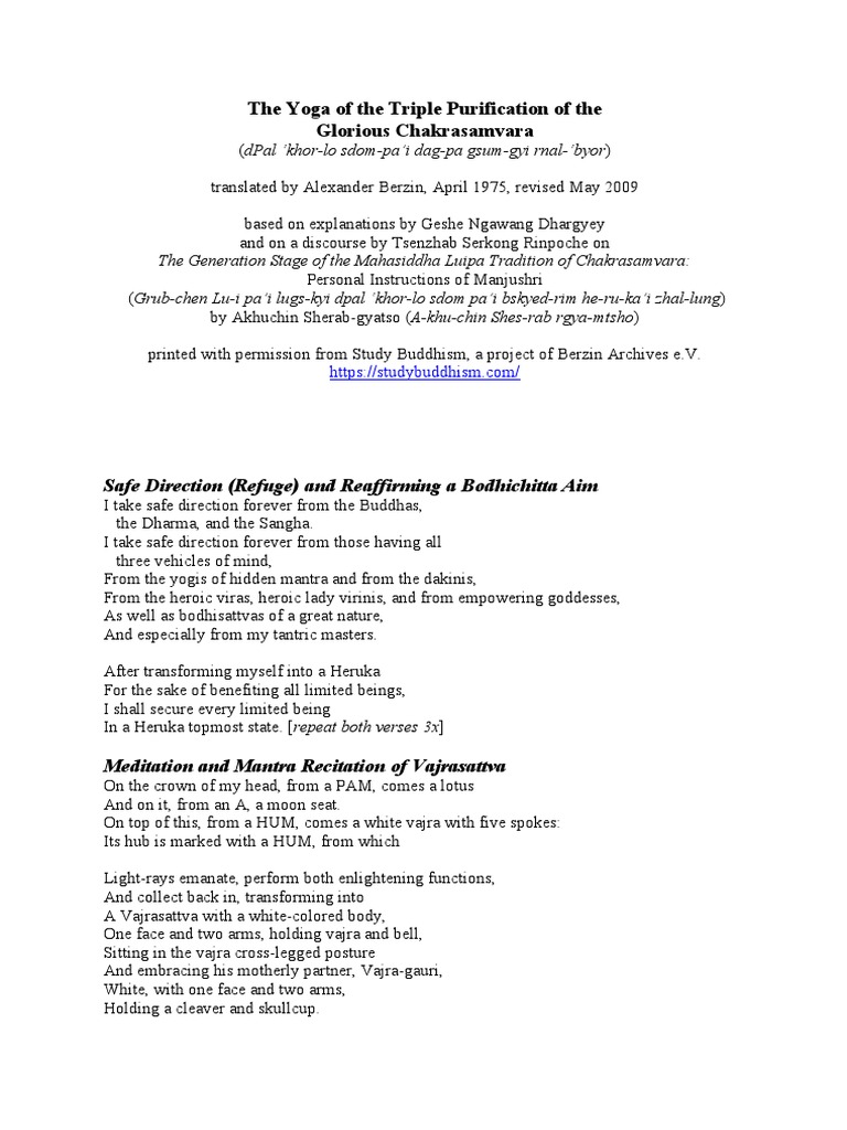 Triple Purification Practice of Chakrasamvara ENG | PDF | Mantra ...