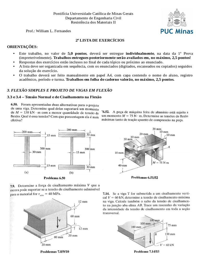 2a Lista Resmat Ii Final Pdf Flexão Física Deformação
