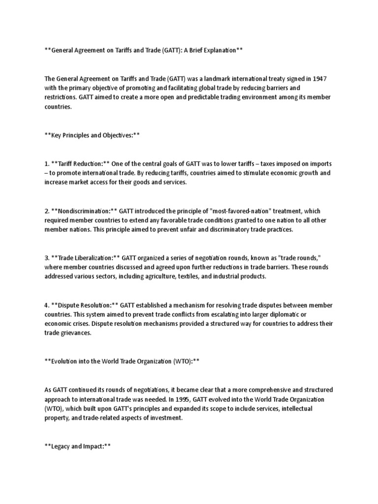 General Agreement On Tariffs and Trade | PDF | General Agreement On ...