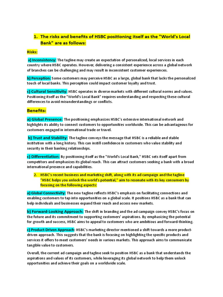 HSBC Case Study Chap 9 | PDF