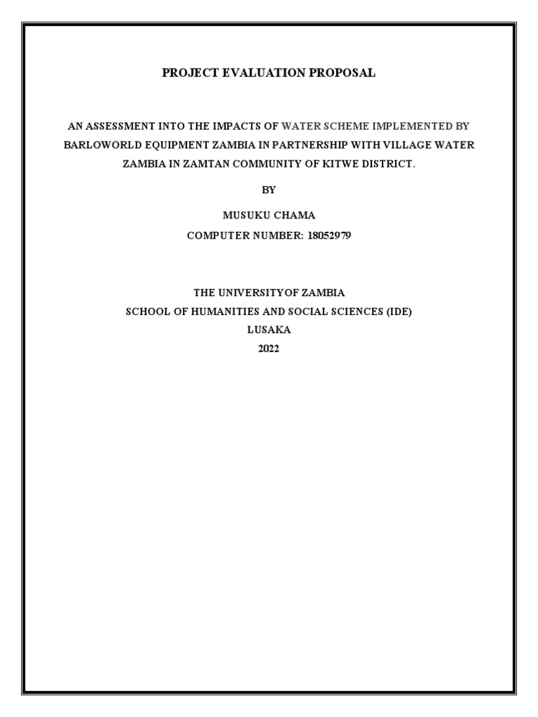 Project Evaluation Proposal | PDF | Wash | Sampling (Statistics)