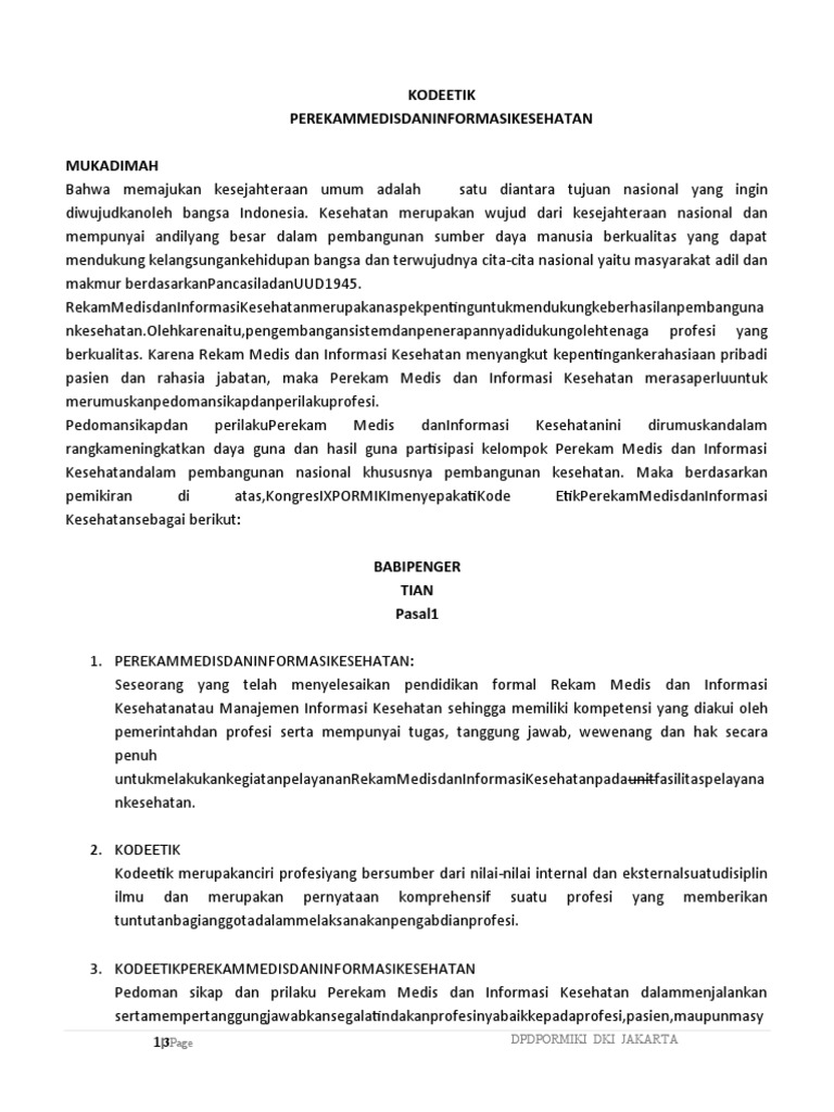 Kode Etik Pmik | PDF