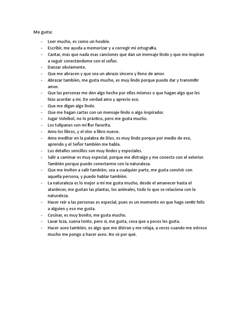 Cosas que me gustan y me inspiran | PDF