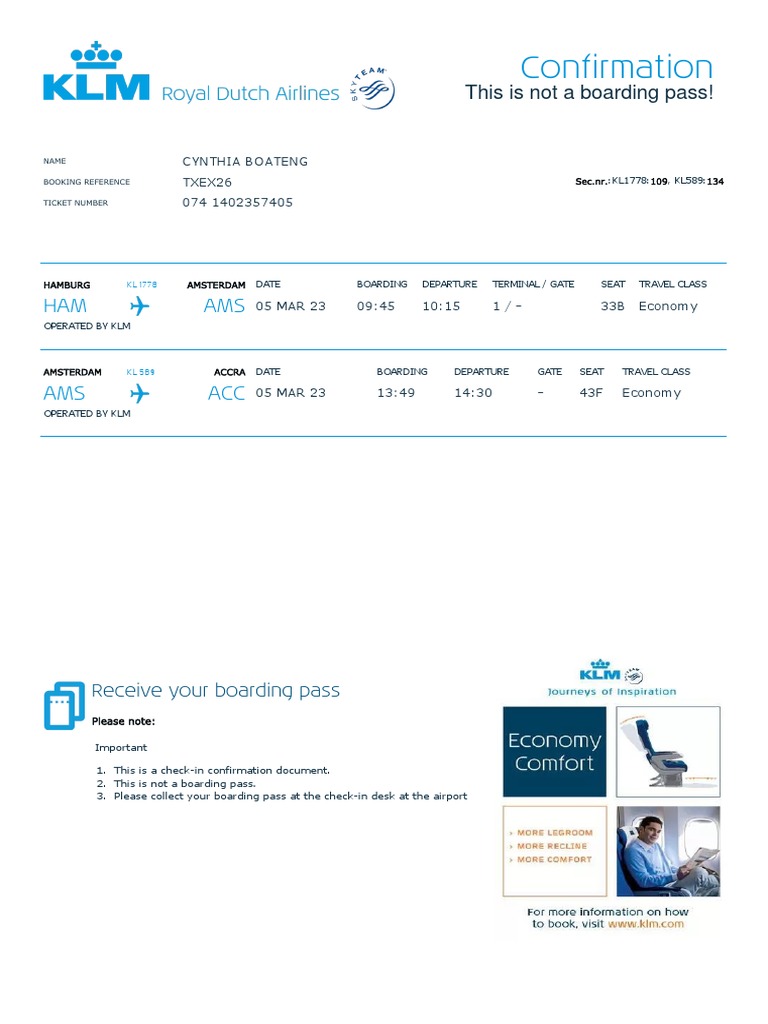 Check in Confirmation | PDF