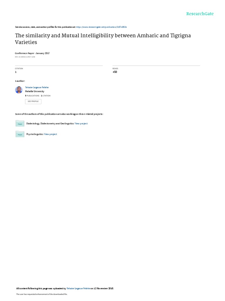 The Similarity and Mutual Intelligibility Between | PDF