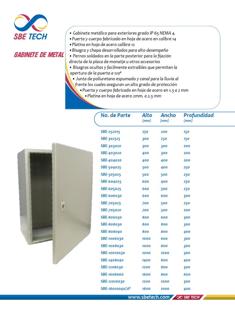 Medidas de Gabinetes Marca Sbe Tech | PDF