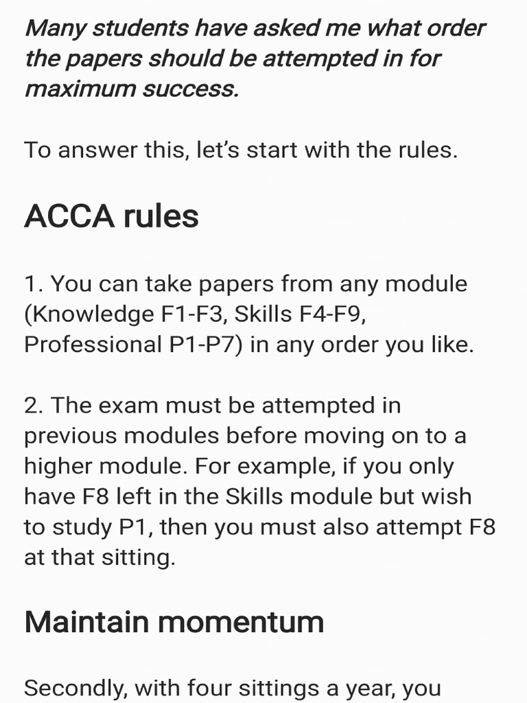 Advice On Taking ACCA Exams | PDF
