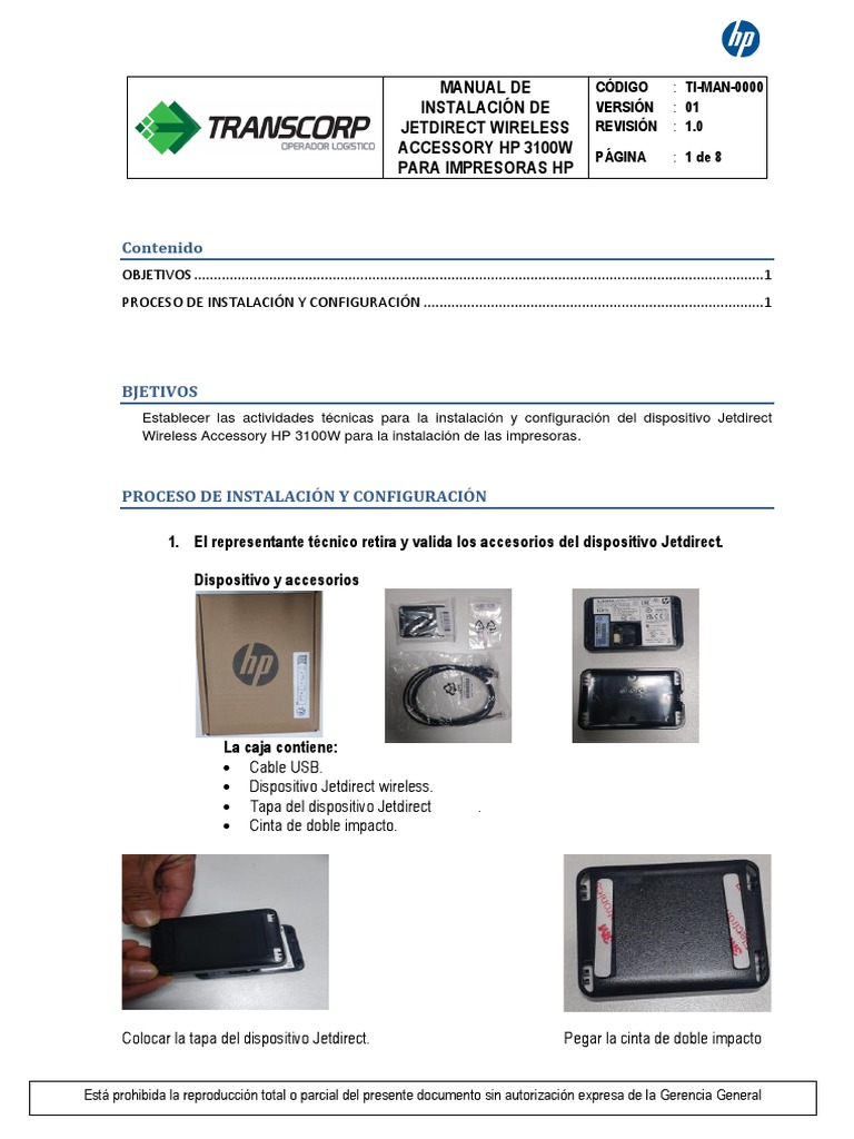Manual Configuracion Jetdirect Wireless HP 3100W | PDF
