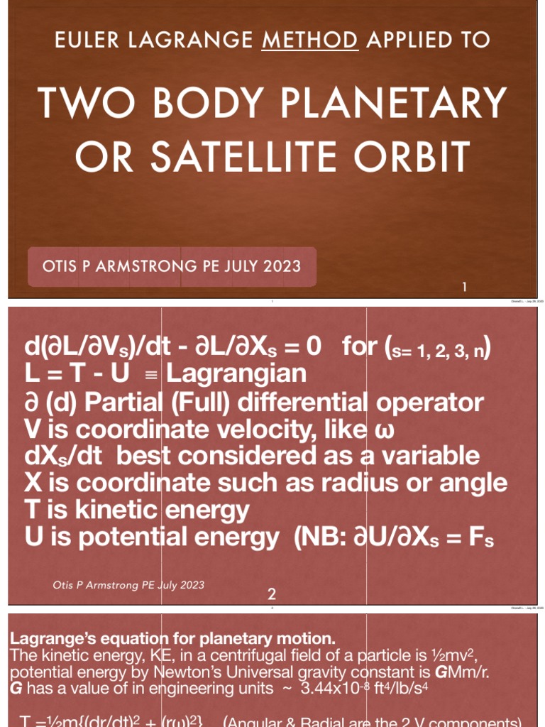 Two Body Planet Orbits by LaGrange Method | PDF | Science & Mathematics