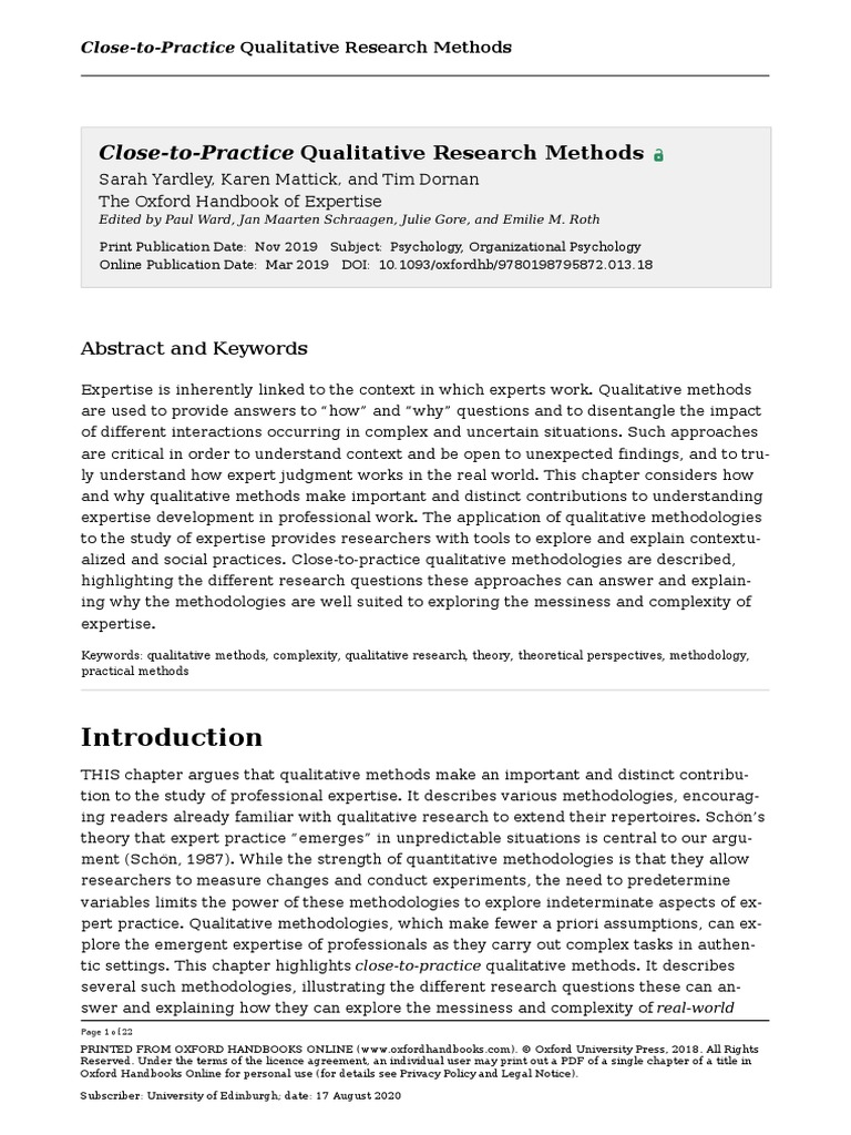 18 Close-to-Practice Qualitative Research Methods | PDF | Career & Growth