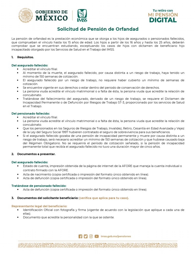 Solicitud de Pensión de Orfandad | Descargar gratis PDF | Pensión | Certificado de nacimiento
