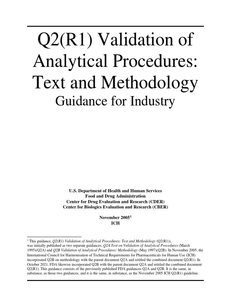 2005 - ICH Q2 (R1) Validation of Analytical Procedures - Text and Methodology | PDF