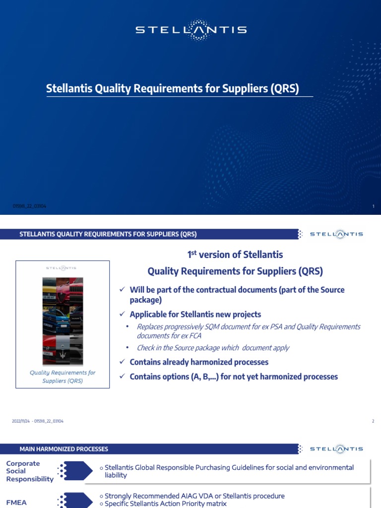 Stellantis Quality Requirements For Suppliers QRS v1 | PDF
