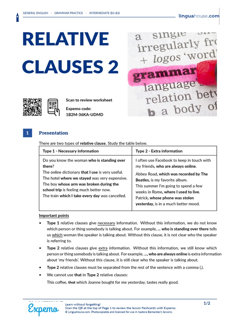 Relative Clauses 2 British English Student | PDF