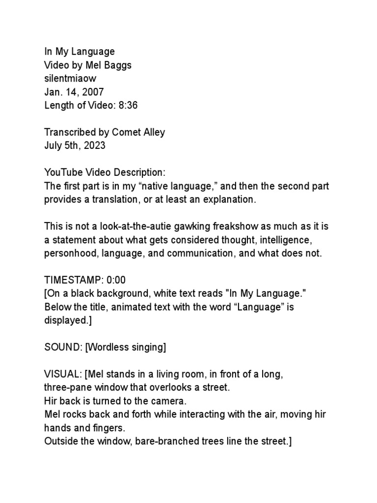In My Language By Mel Baggs - Google Docs | PDF | Computer Keyboard | Sound