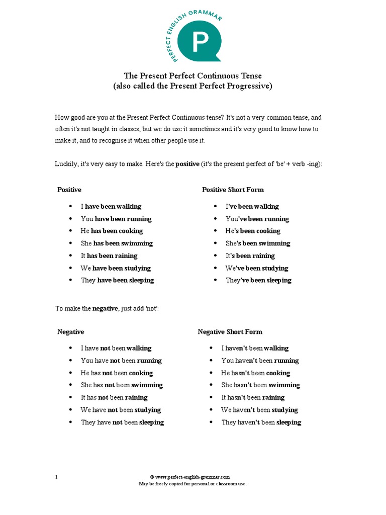 Present Perfect Continuous | Download Free PDF | Language Families | Syntax