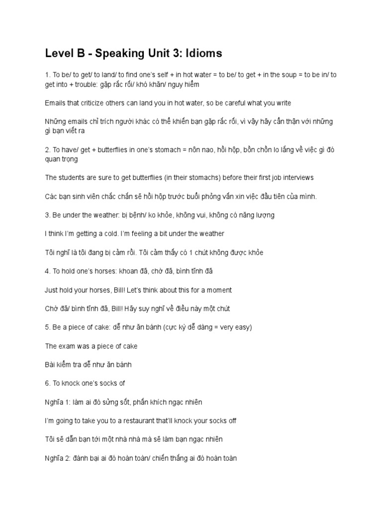 L P B - Speaking 1 - Idioms | PDF