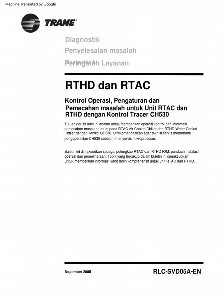 RTHD and RTAC. Diagnostic Troubleshooting. Control Operation, Setup and ...