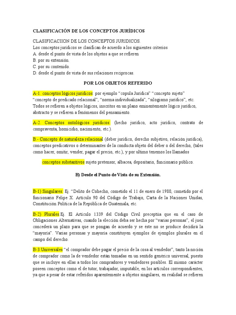 Clasificacion de Los Conceptos Juridicos | PDF