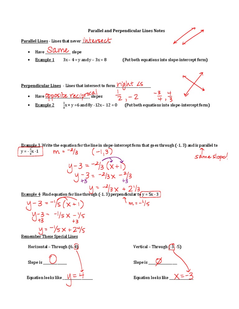 A2 Parallel and Perpendicular Lines Notes | PDF
