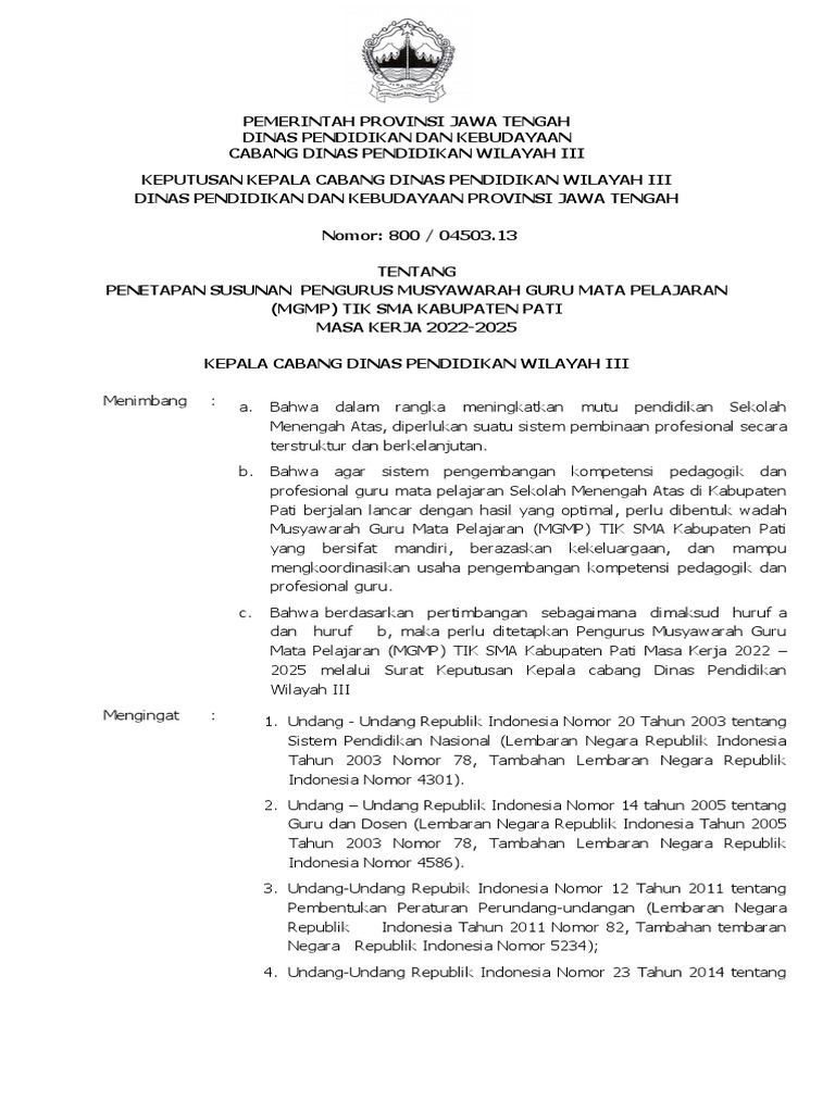 SK PENGURUS MGMP - TIK SMA CABDIN 3 - 25. Yusnita Hesti Marianawati | PDF
