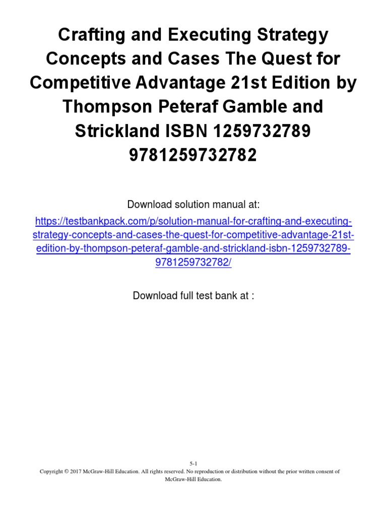 Crafting and Executing Strategy The Quest For Competitive Advantage ...
