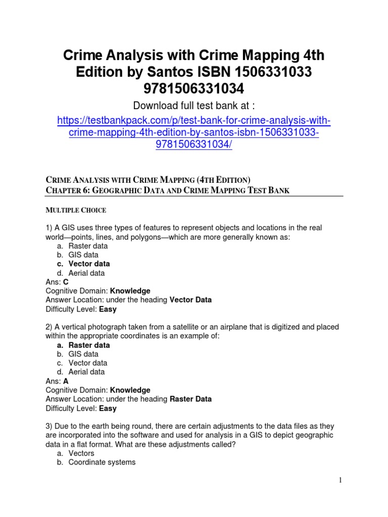 Crime Analysis With Crime Mapping 4th Edition Santos Test Bank 1 | PDF